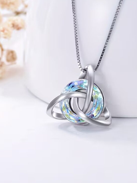 Jewelry | Nwt 925 Sterling Silver Celtic Knot Necklace Iridescent Faux ...